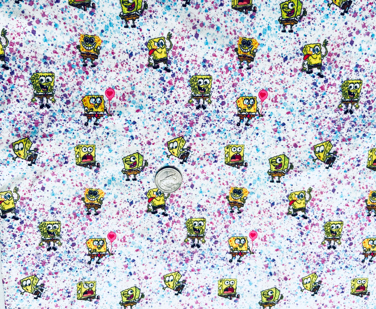 DBP Spongebob Splatter on White – Espinoza Fabrics